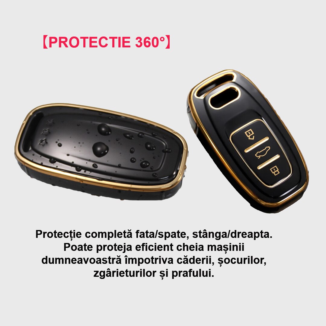 Husa de protectie Premium pentru cheie AUDI, material TPU de inalta ...