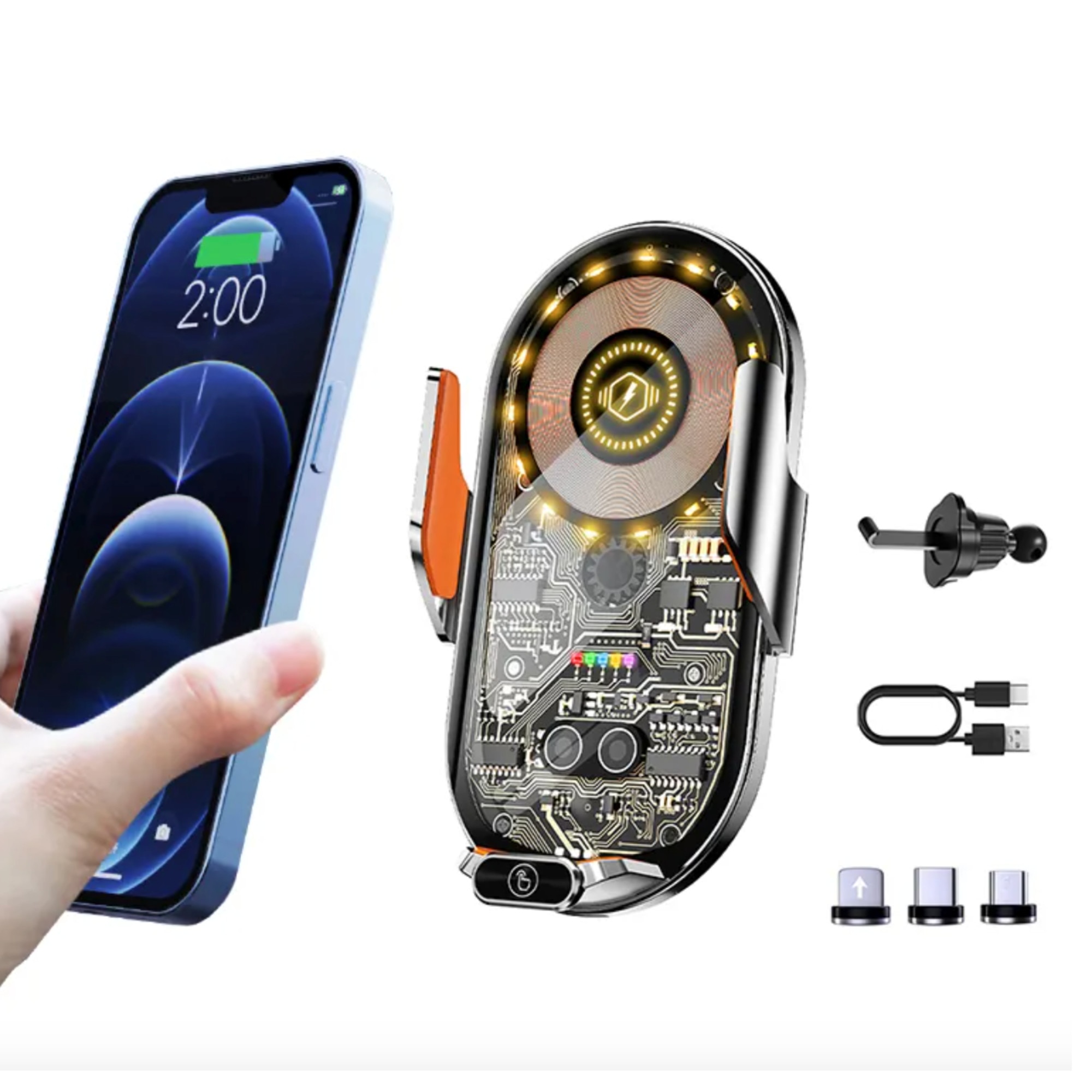 Suport Auto pentru Telefon ESL by Essential Level® Wireless, 360°Qi ...