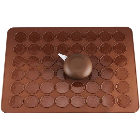 Set tava copt macarons, 48 forme rotunde, 38x28 cm, silicon, dozator ...