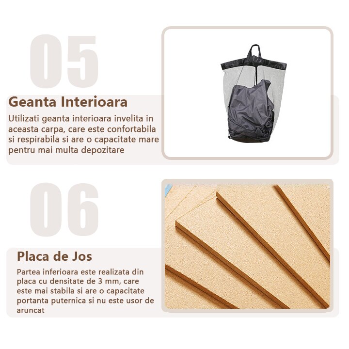 Cos de rufe, Amtok, Panza Oxford, Pliabil, cu capac si sac de rufe ...