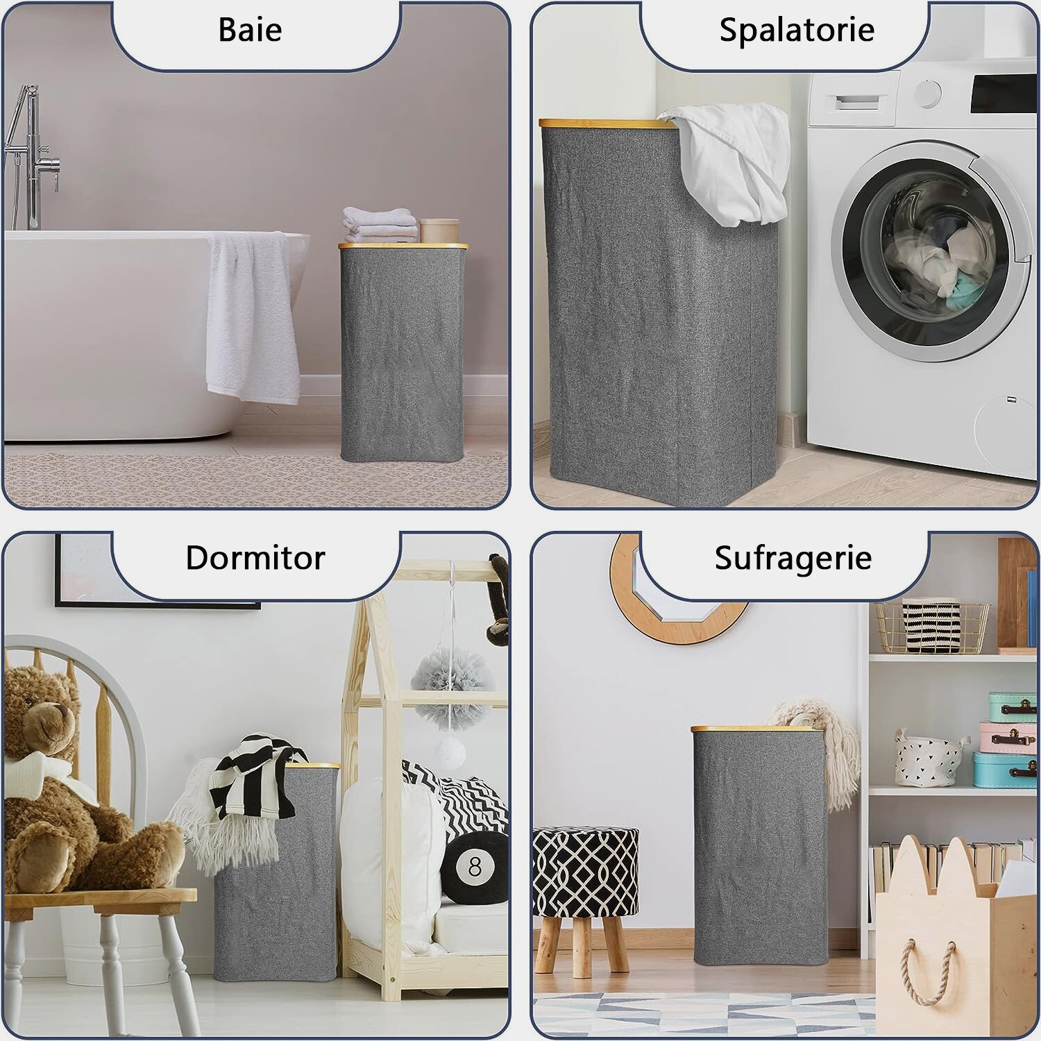 Cos de rufe, Amtok, Panza Oxford, Pliabil, cu capac si sac de rufe ...