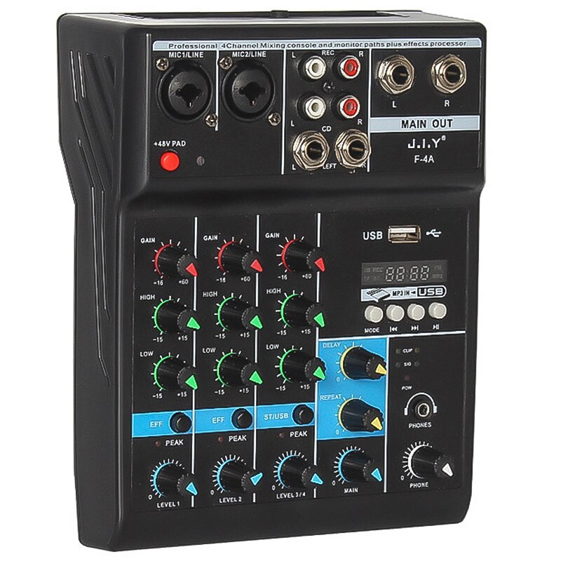 Mixer Audio Profesional cu Amplificare, Vaxiuja, 25W, 4 Canale ...