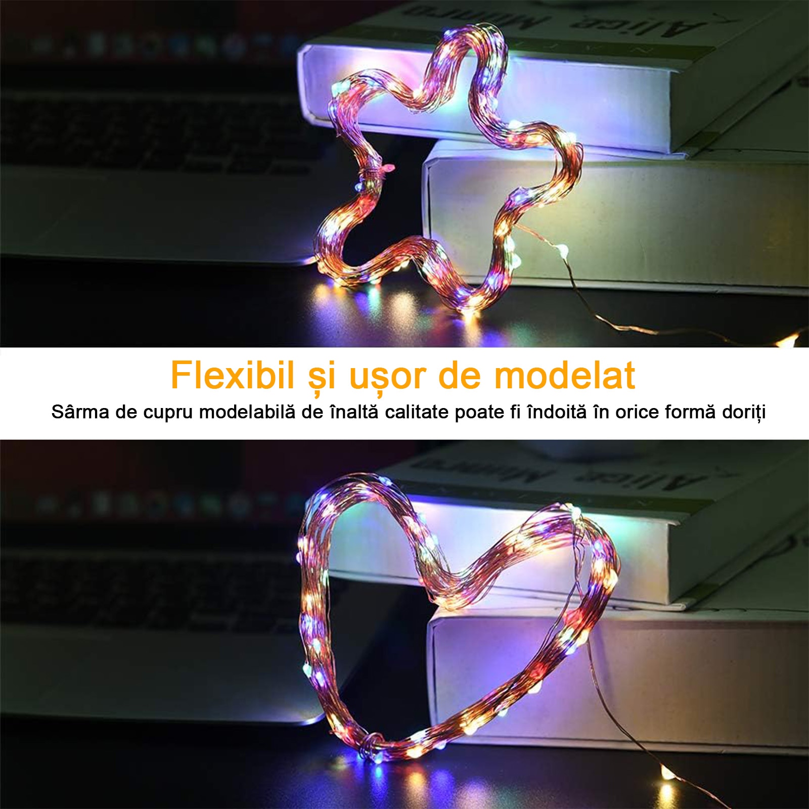 Ghirlanda luminoasa cu leduri, NUODWELL, 8 moduri de iluminare, lungime ...