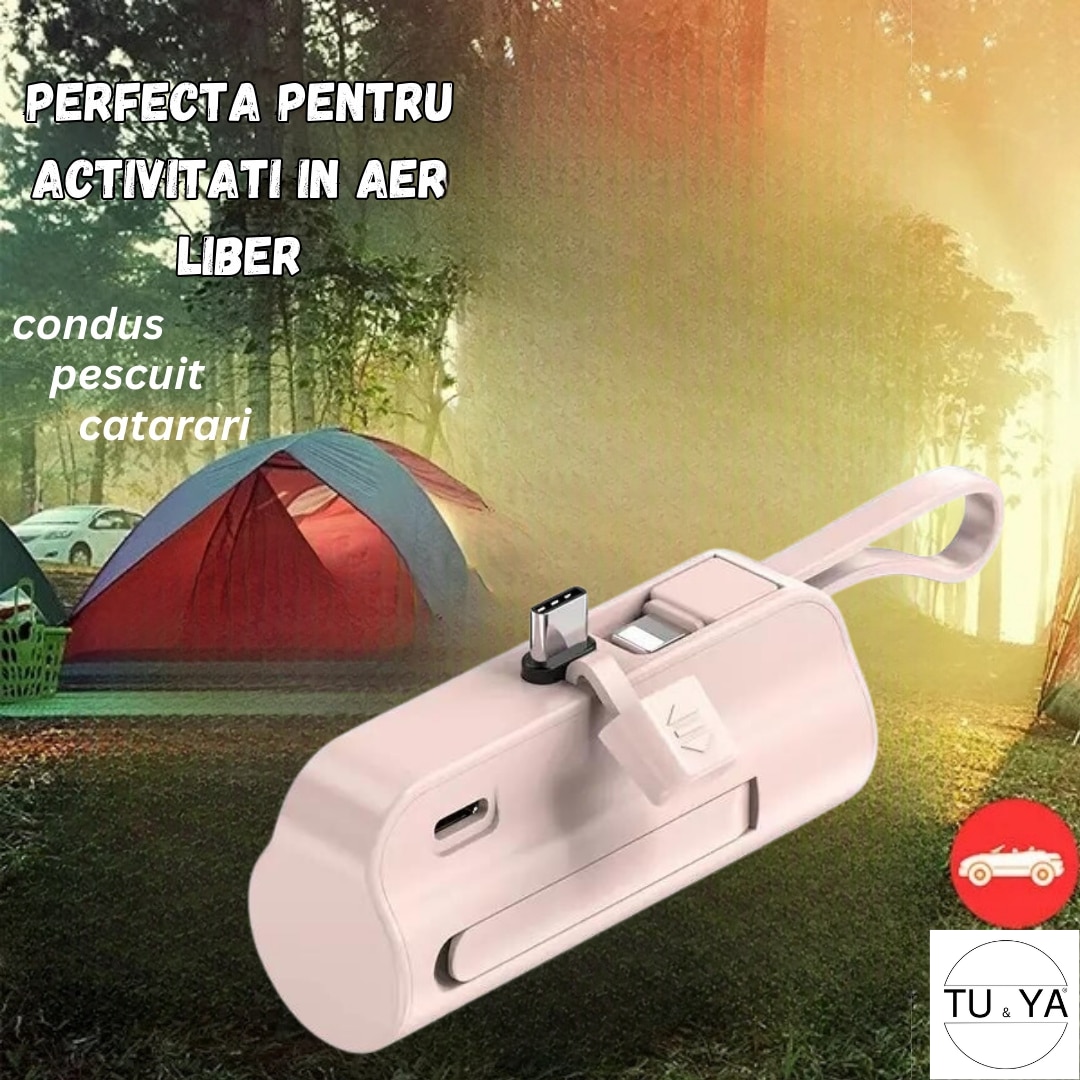 Baterie externa TU&YA® Portabila Fast Charger 2 in 1,5000 Mah, Suport ...