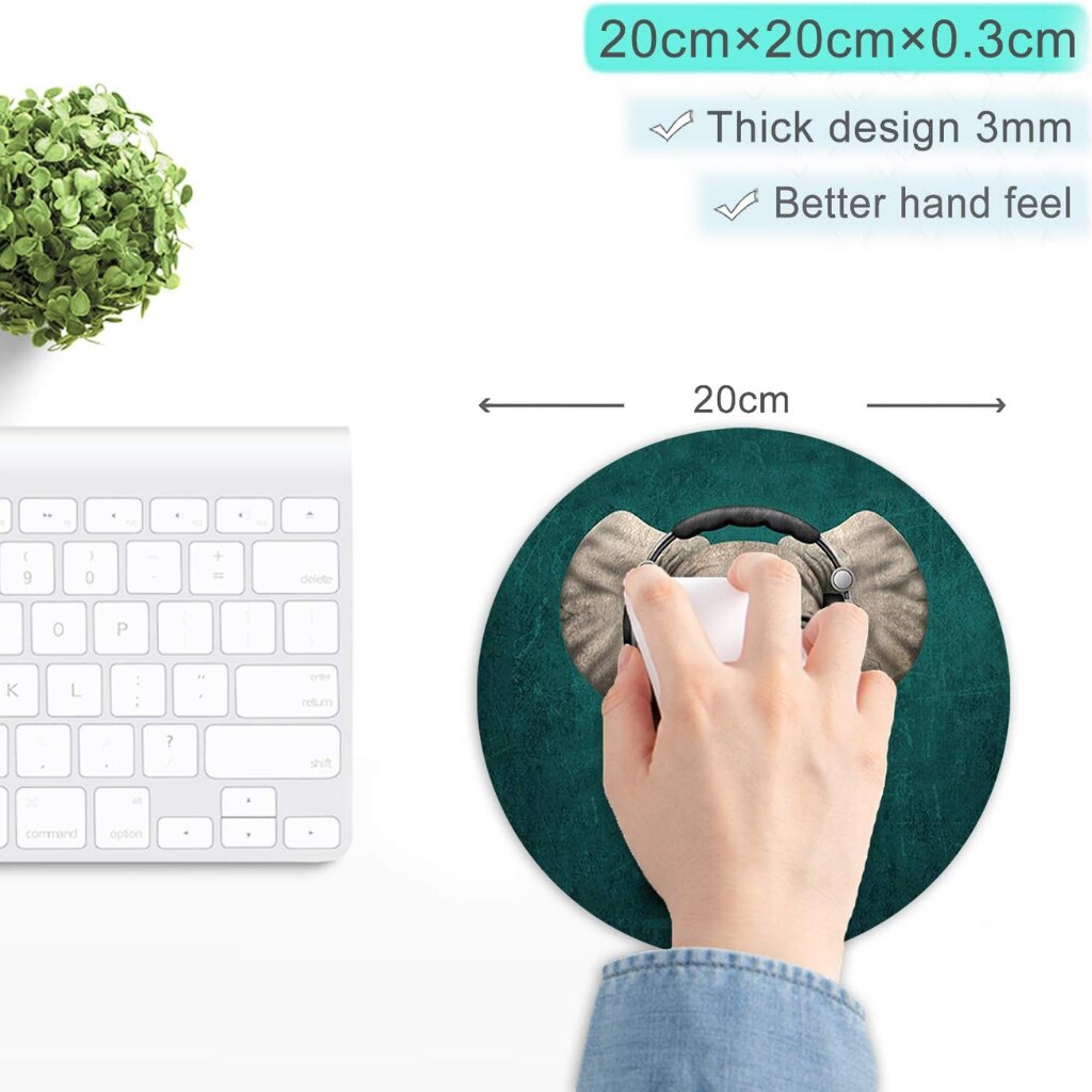 Mouse Pad rotund cu elefant, margini cusute, impermeabil, antiderapant ...