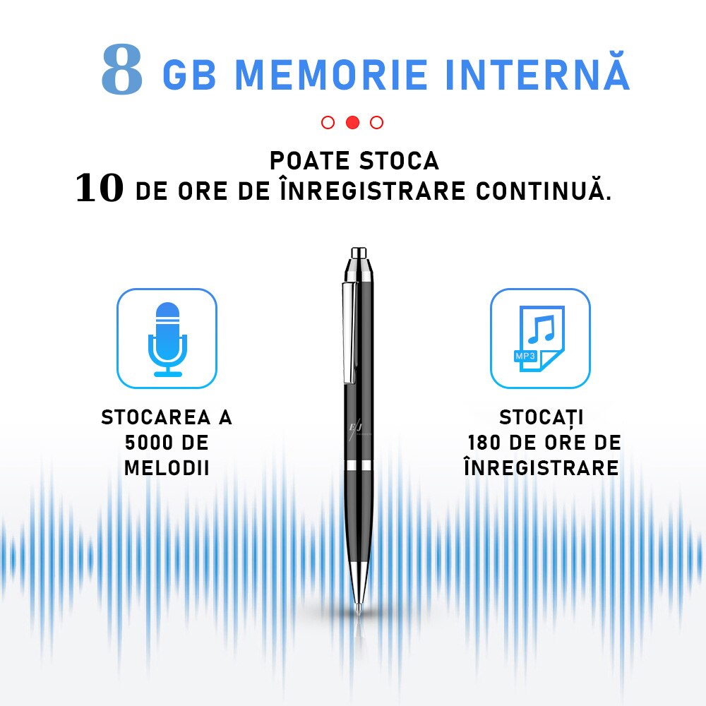 Reportofon spion pix 8 GB cu mufa de casti ascunsa, EJ Products, Q90 ...