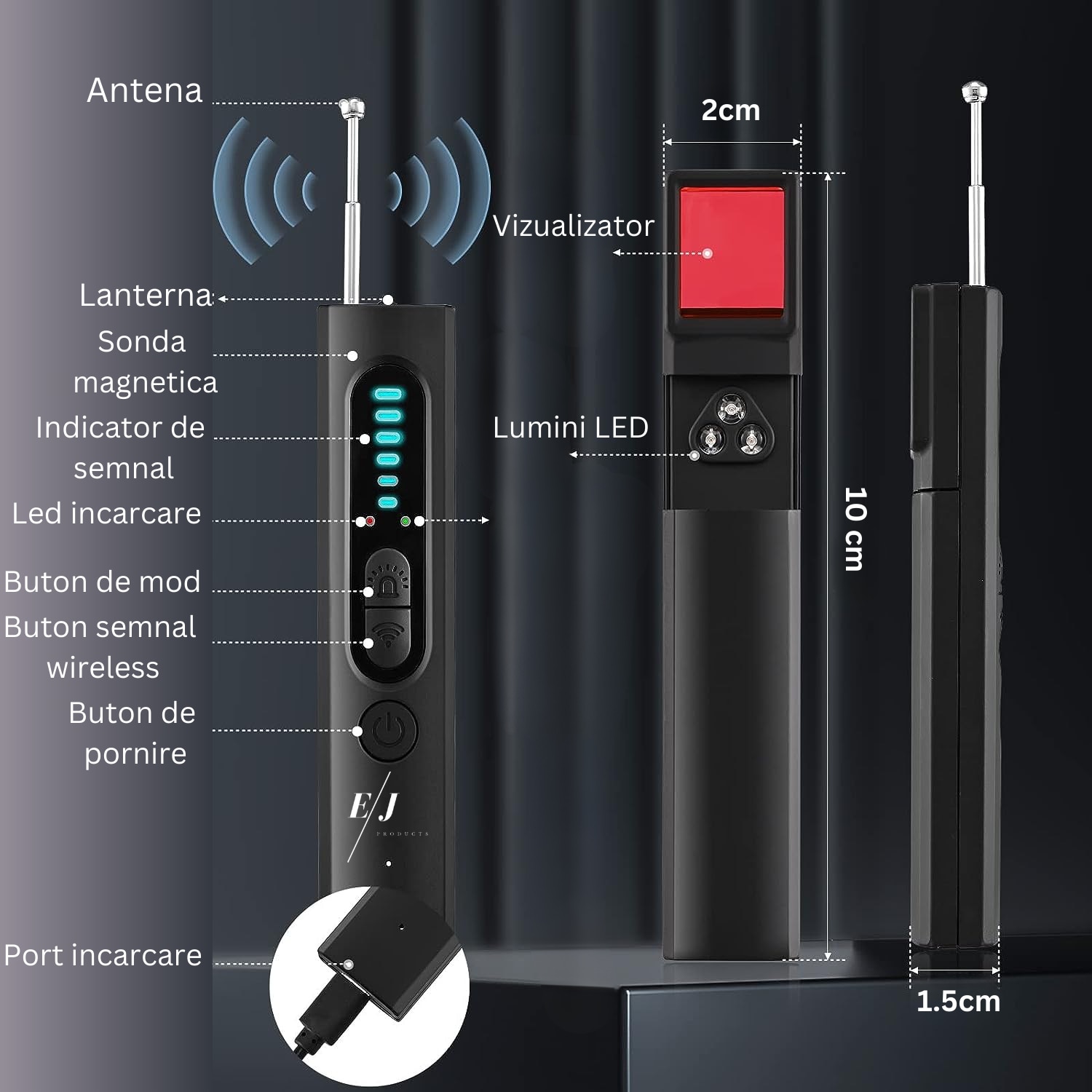Detector Aparate Spionaj, EJ PRODUCTS X13, detecteaza camere ascunse ...