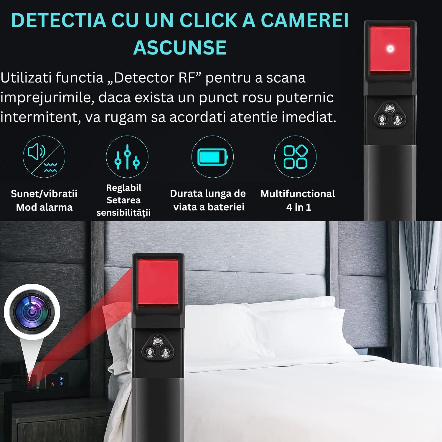 Detector Aparate Spionaj, EJ PRODUCTS X13, detecteaza camere ascunse ...