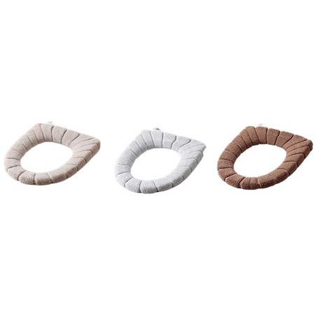 Set 3 huse colac WC, Fibre acrilice, 30 cm, Bej/Maro - eMAG.ro