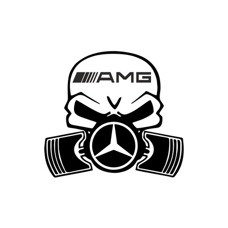 Sticker auto Mercedes AMG skull - craniu masca - masca de gaz - toxic ...