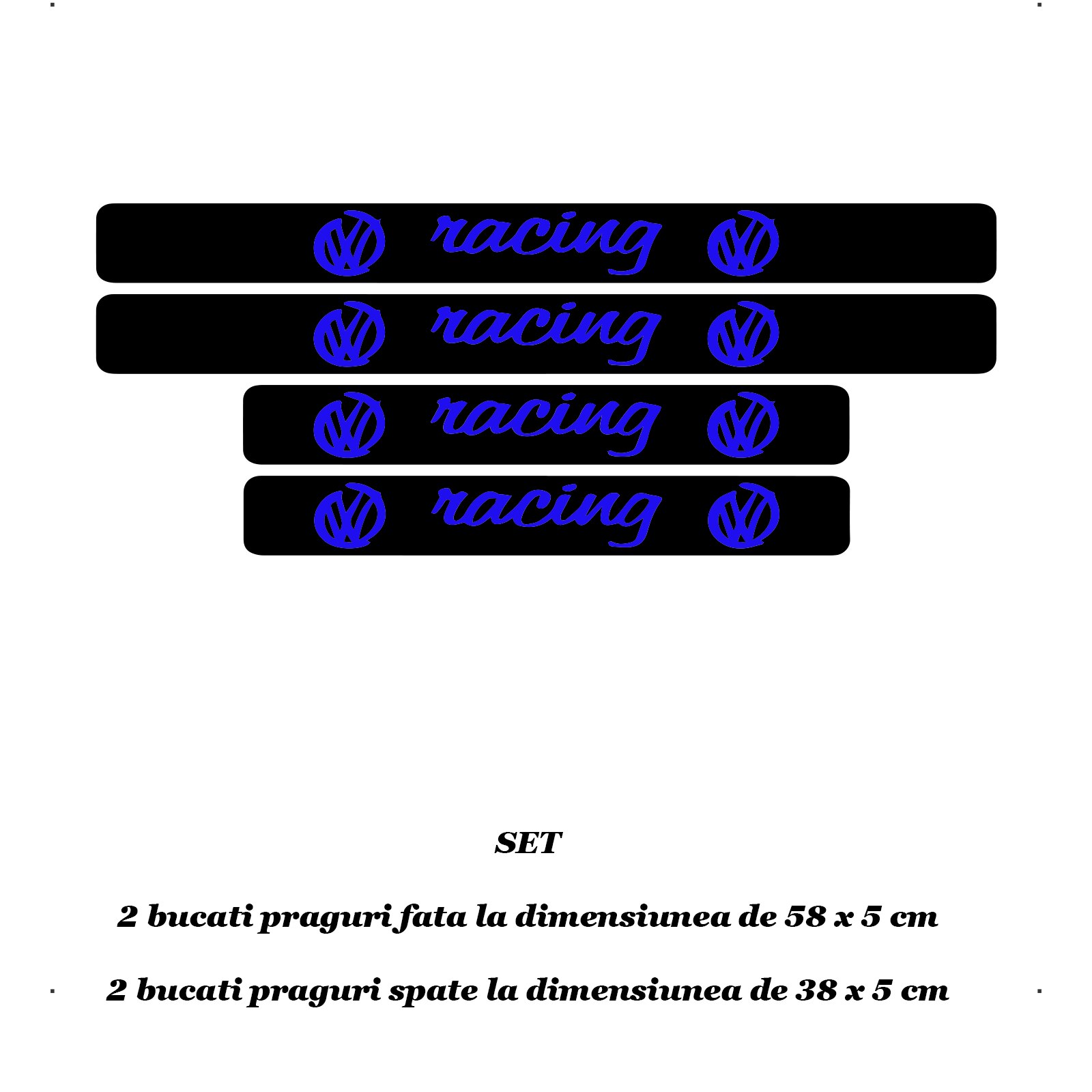 Set 4 protectii praguri auto, autoadezive Racing, Albastru - eMAG.ro