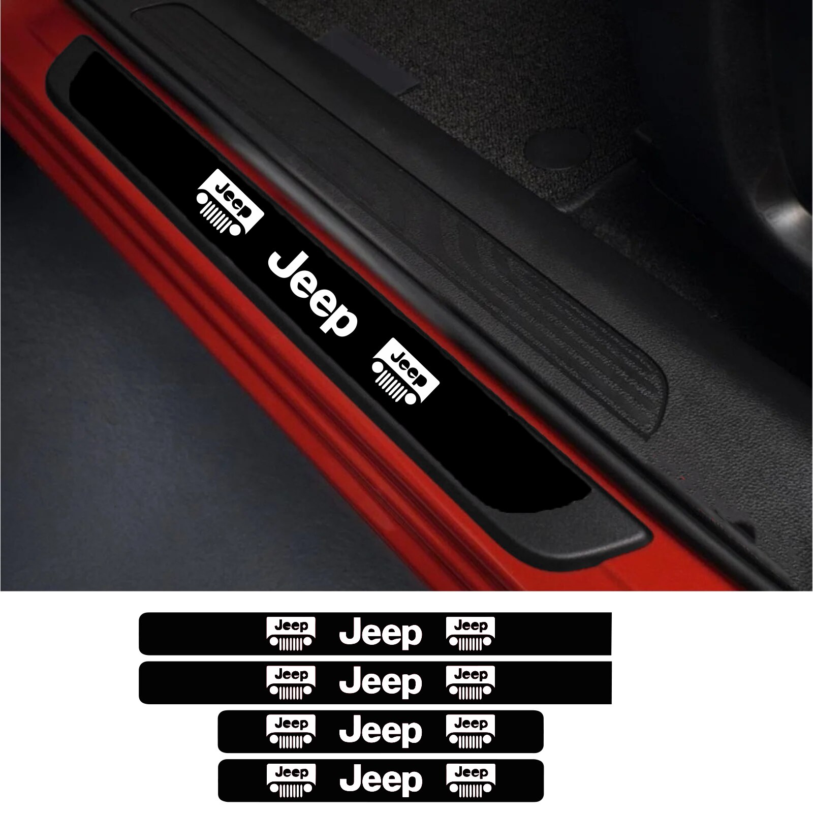 Set 4 protectii praguri auto, autoadezive Jeep, Alb - eMAG.ro