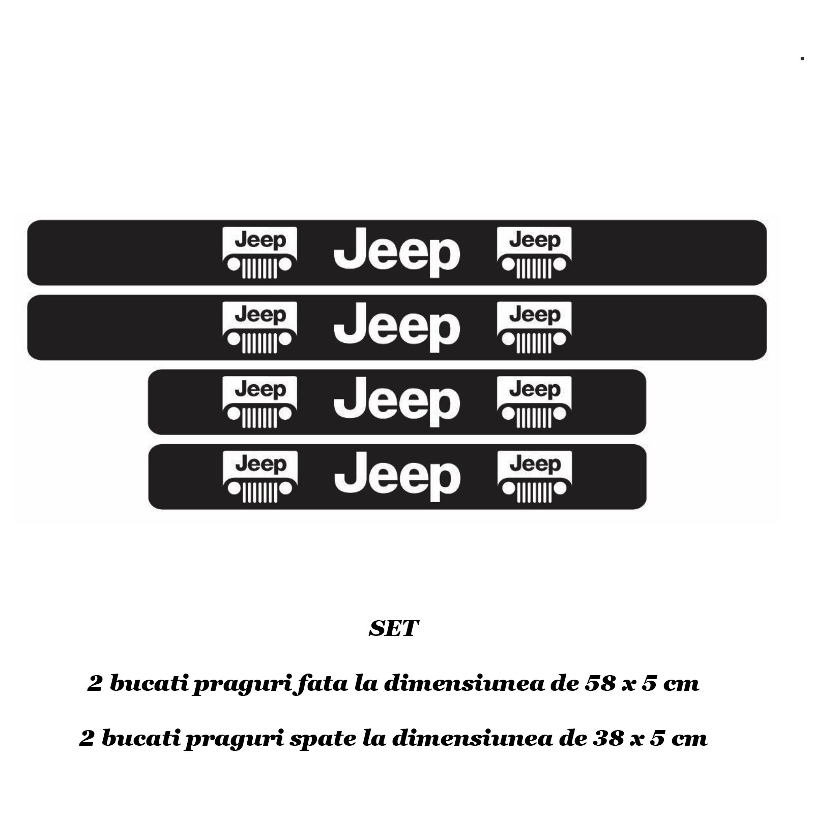 Set 4 protectii praguri auto, autoadezive Jeep, Alb - eMAG.ro