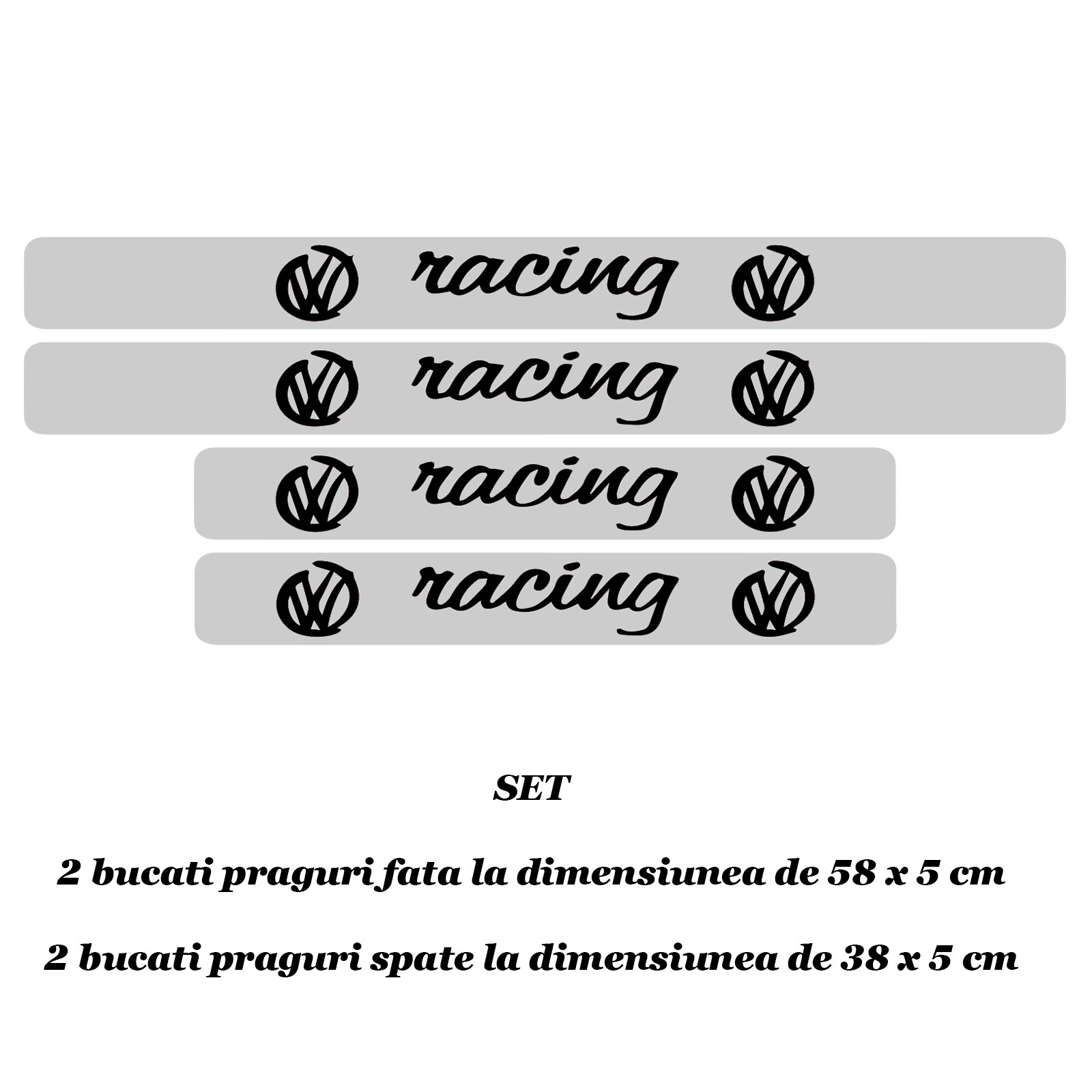 Set 4 protectii praguri auto, autoadezive Racing, Negru - eMAG.ro