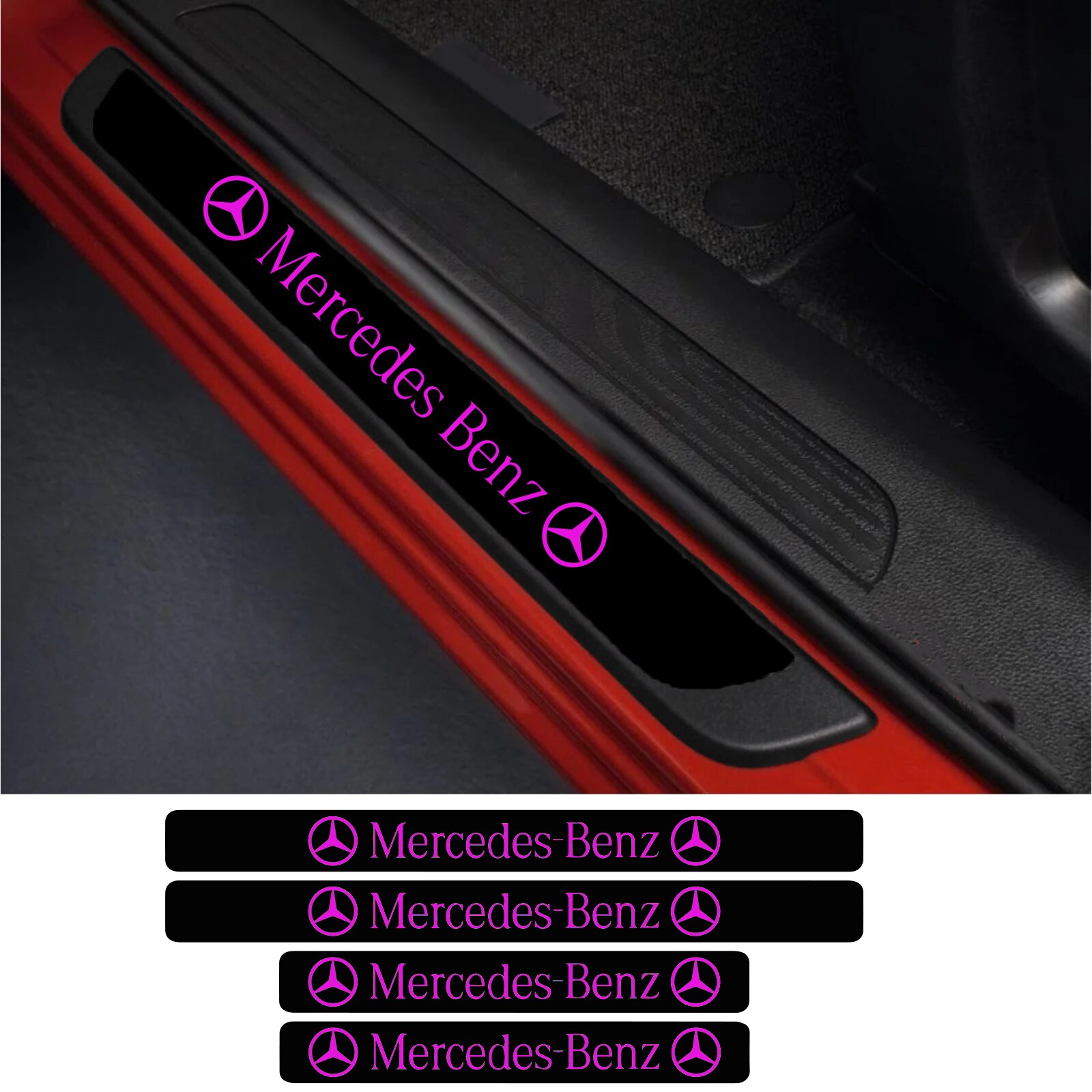 Set 4 protectii praguri auto, autoadezive Mercedes Benz, Roz - eMAG.ro