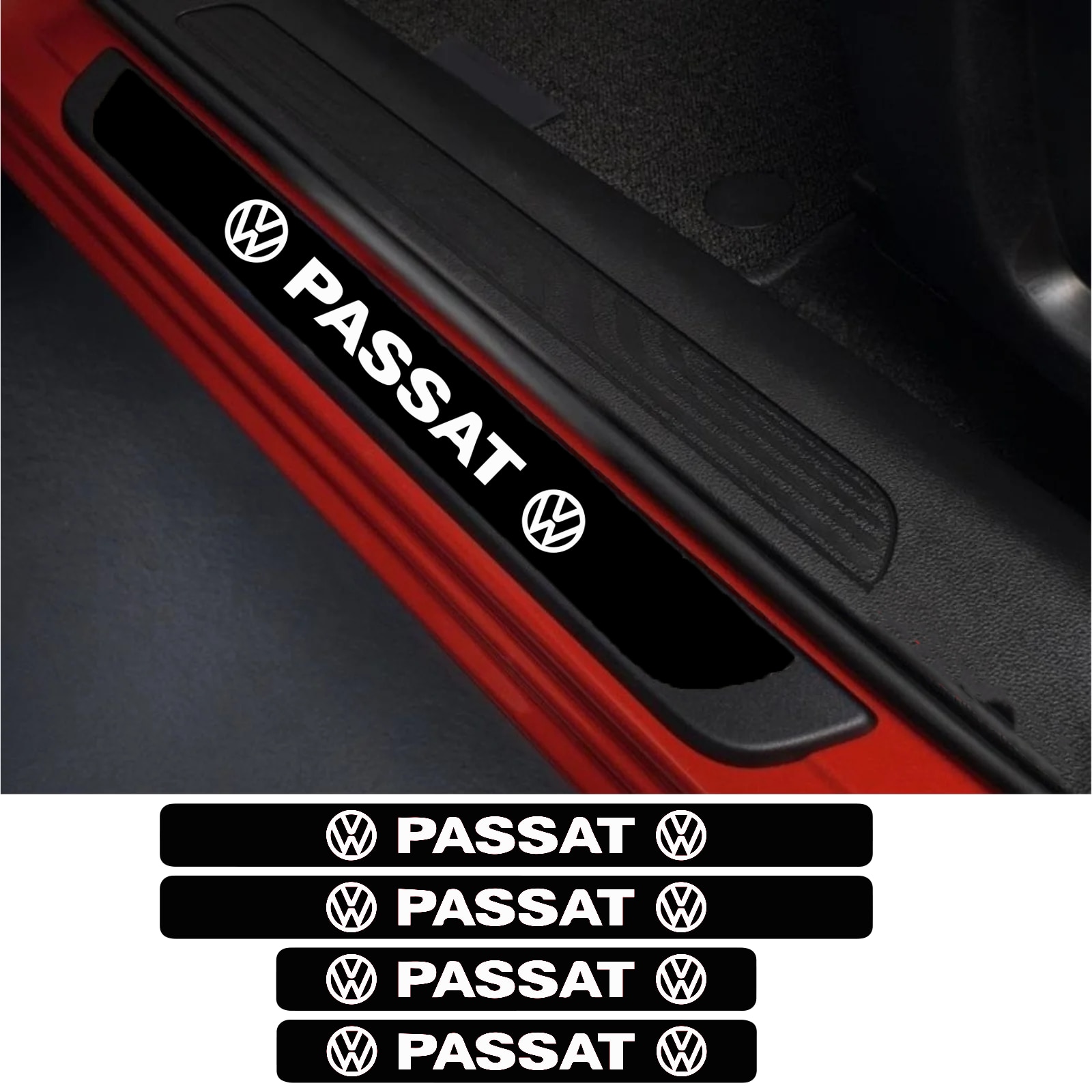 Set 4 protectii praguri auto, autoadezive Passat, Alb si breloc Drumul ...