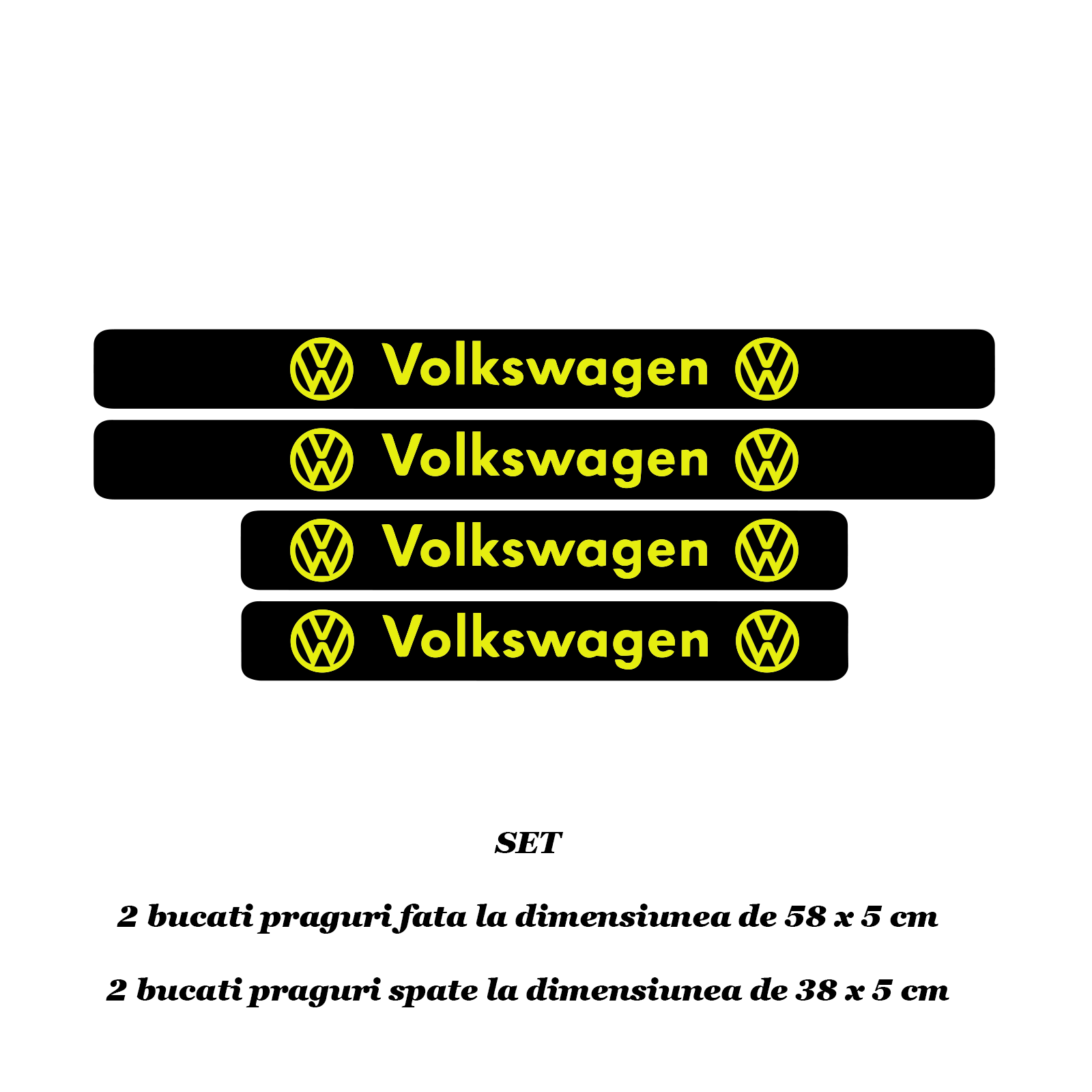 Set 4 protectii praguri auto, autoadezive Volkswagen, Galben - eMAG.ro
