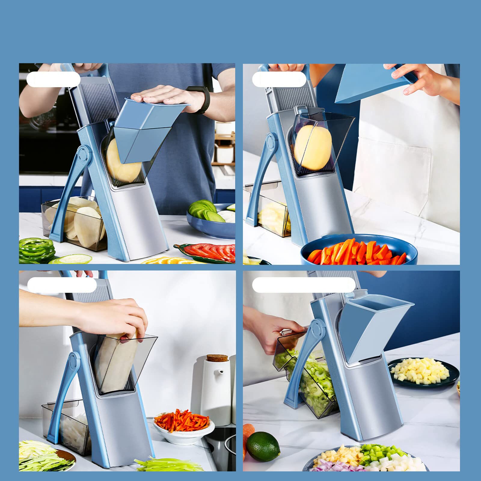 Feliator de legume, Sundiguer, Multifunctional, Manual, Albastru ...