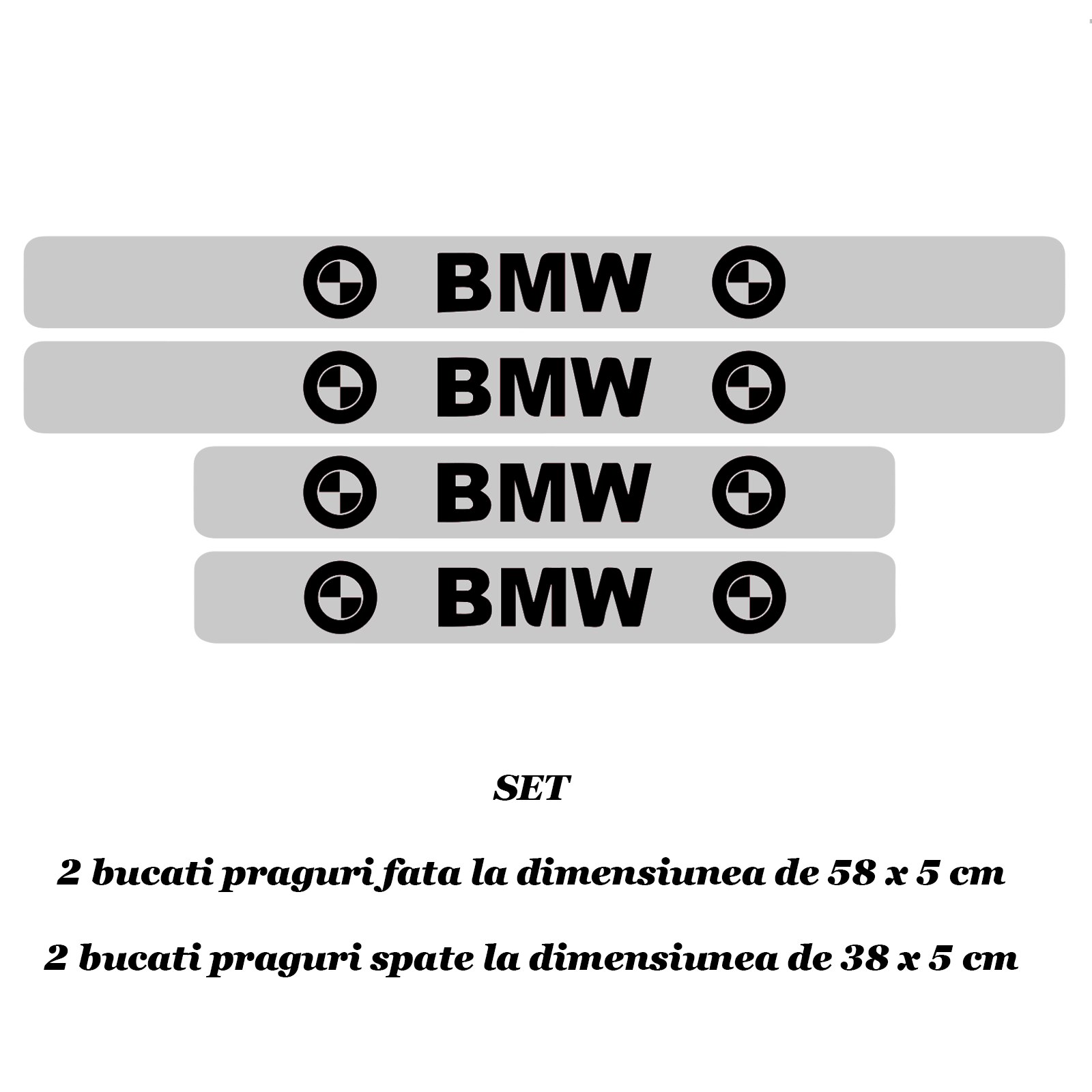 Set 4 protectii praguri auto, autoadezive BMW, Negru - eMAG.ro