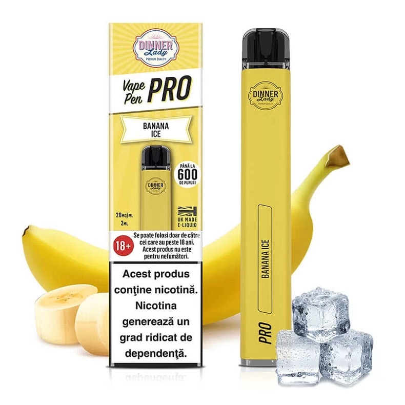 Kit Tigara Electronica Dinner Lady Vape Pen PRO - Banana Ice, 2ml, 20mg ...
