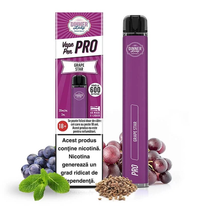 Kit Tigara Electronica Dinner Lady Vape Pen PRO - Grape Star, 2ml, 20mg ...