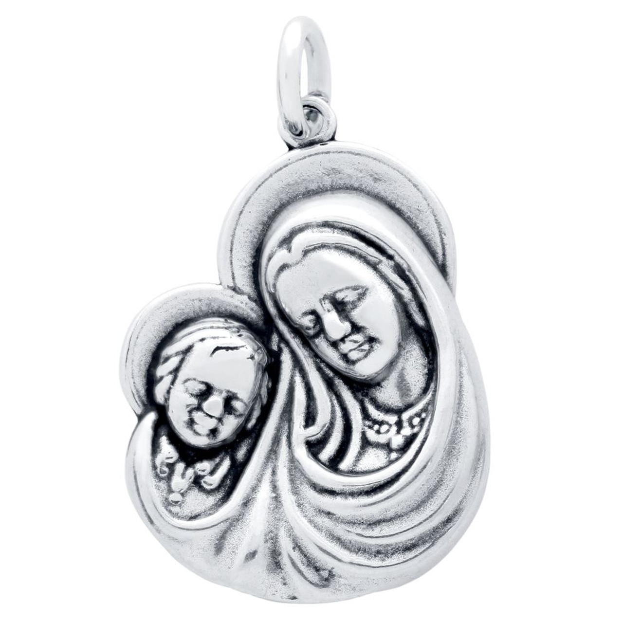 Pandantiv argint 925 cu Fecioara Maria si pruncul Isus - eMAG.ro