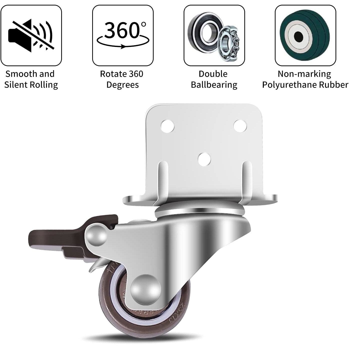 Set 4 Roti pentru mobilier, Jormftte, 25mm, Argintiu - eMAG.ro