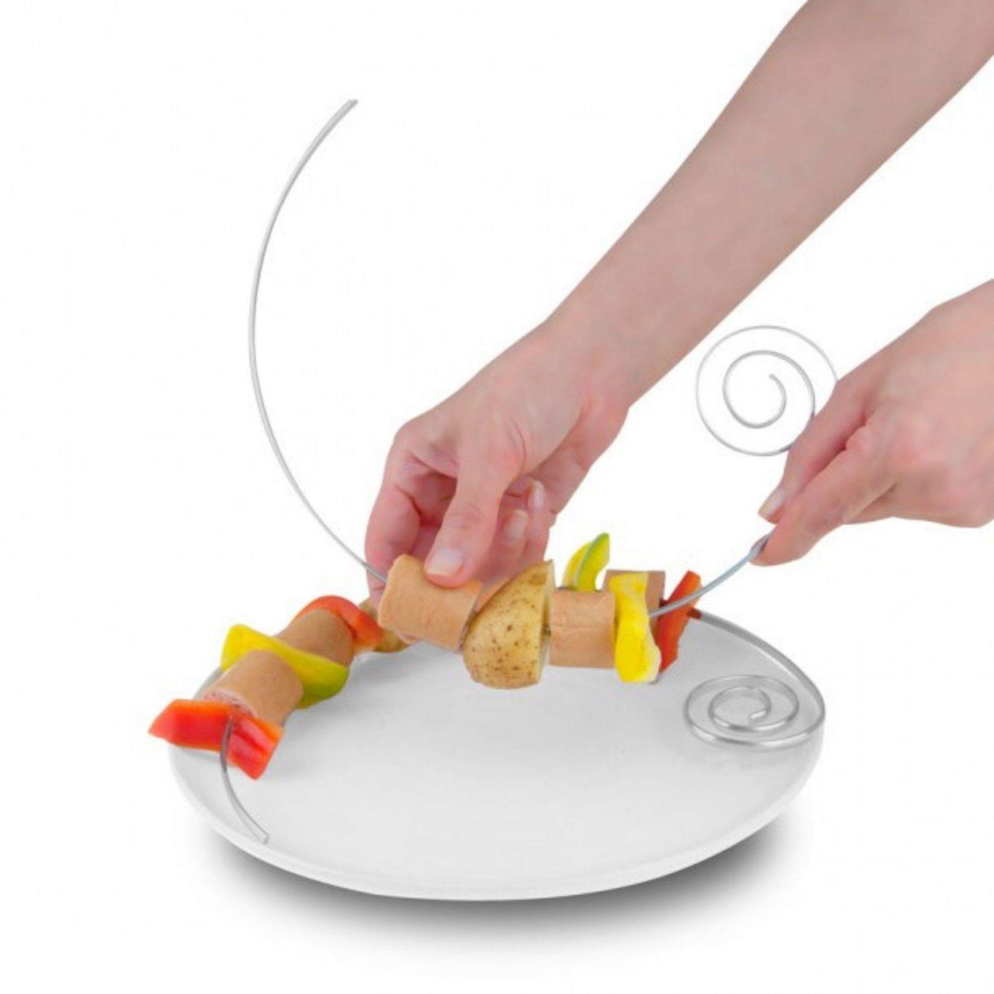 Set 2 sarme, tip cerc, pentru frigarui, 24 x 2 cm, inox, Genietti - eMAG.ro