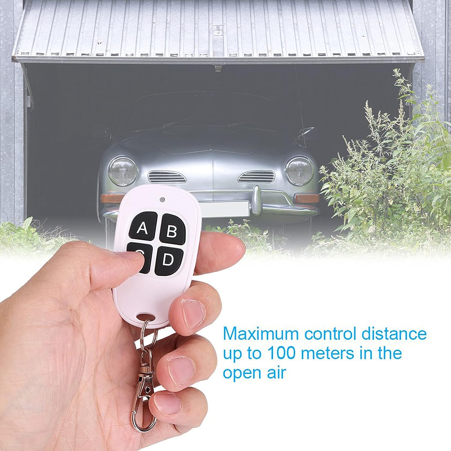 Telecomanda universala pentru porti/usi garaj, 433MHz, 100 m, Alb/Negru ...