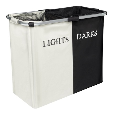 Cos rufe cu 2 compartimente pentru haine albe si negre, cu inchidere cu ...