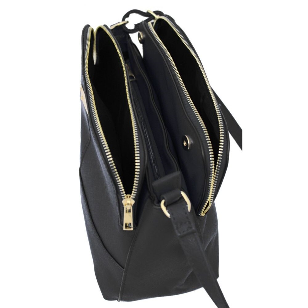 Geanta de umar dama, Adleys, Piele ecologica, 23x28x10,5 cm, Negru ...