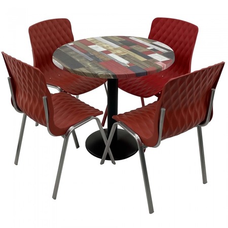Set mobila de terasa restaurant RAKI Redden Wood masa rotunda 80cm cu ...