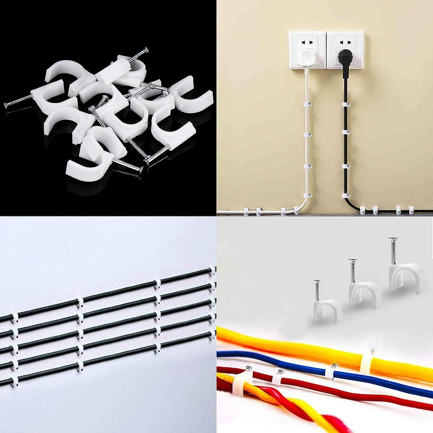 Set 100 cleme pentru prinderea cablurilor, Plastic, 18 mm, Alb - eMAG.ro