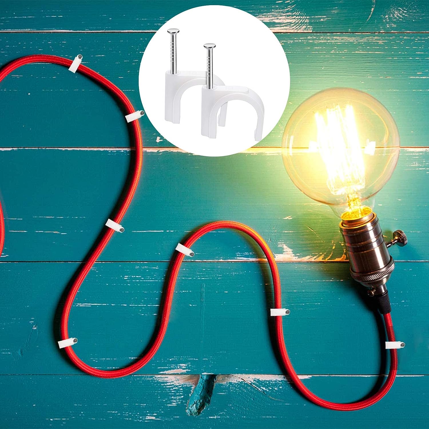 Set 100 cleme pentru prinderea cablurilor, Plastic, 18 mm, Alb - eMAG.ro