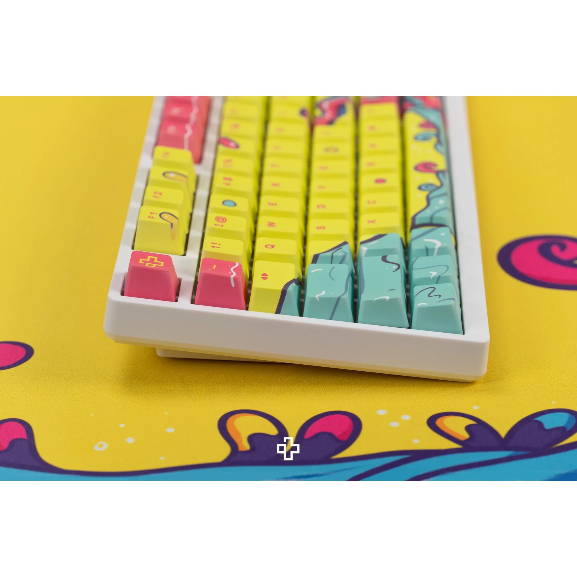 Kit butoane Octopus Galben, QwertyKey, PBT, Dye-Sub Keycaps, Compatibil ...