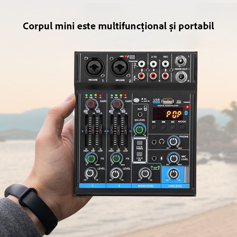 Mixer audio profesional VENTART, Multifunctional, cu 2 canale, Portabil ...
