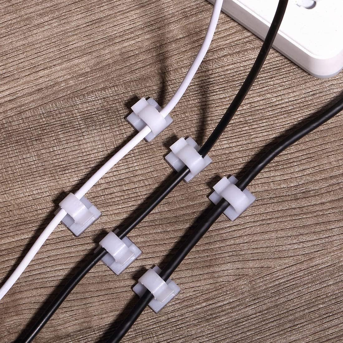 Set 50 cleme pentru cabluri adezive, Plastic, Alb - eMAG.ro