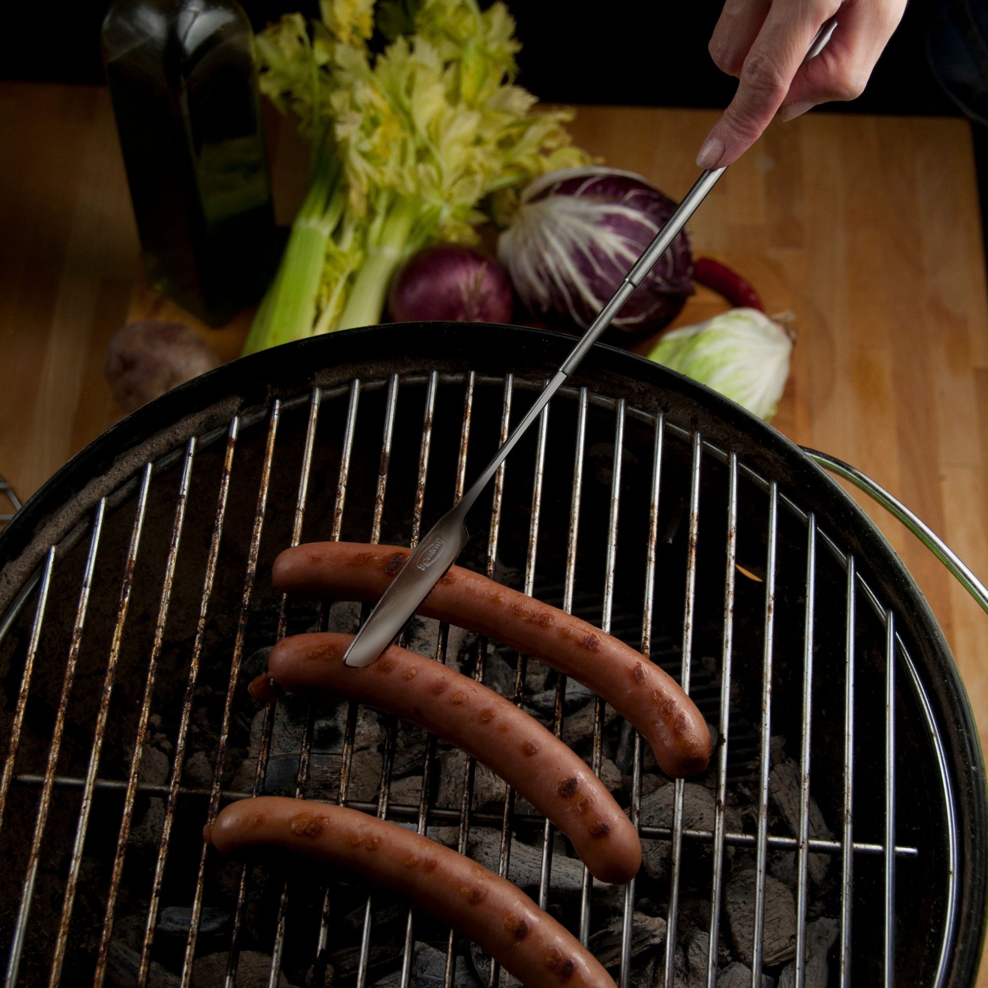 Cutit cu maner telescopic, pentru barbeque, 20,5x1,5x1 cm, Genietti ...