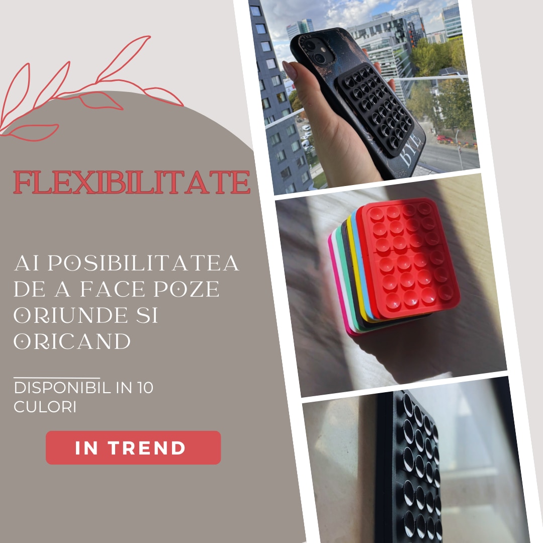 Suport Adeziv din Silicon cu Ventuze pentru Carcasa Telefon - Accesoriu ...