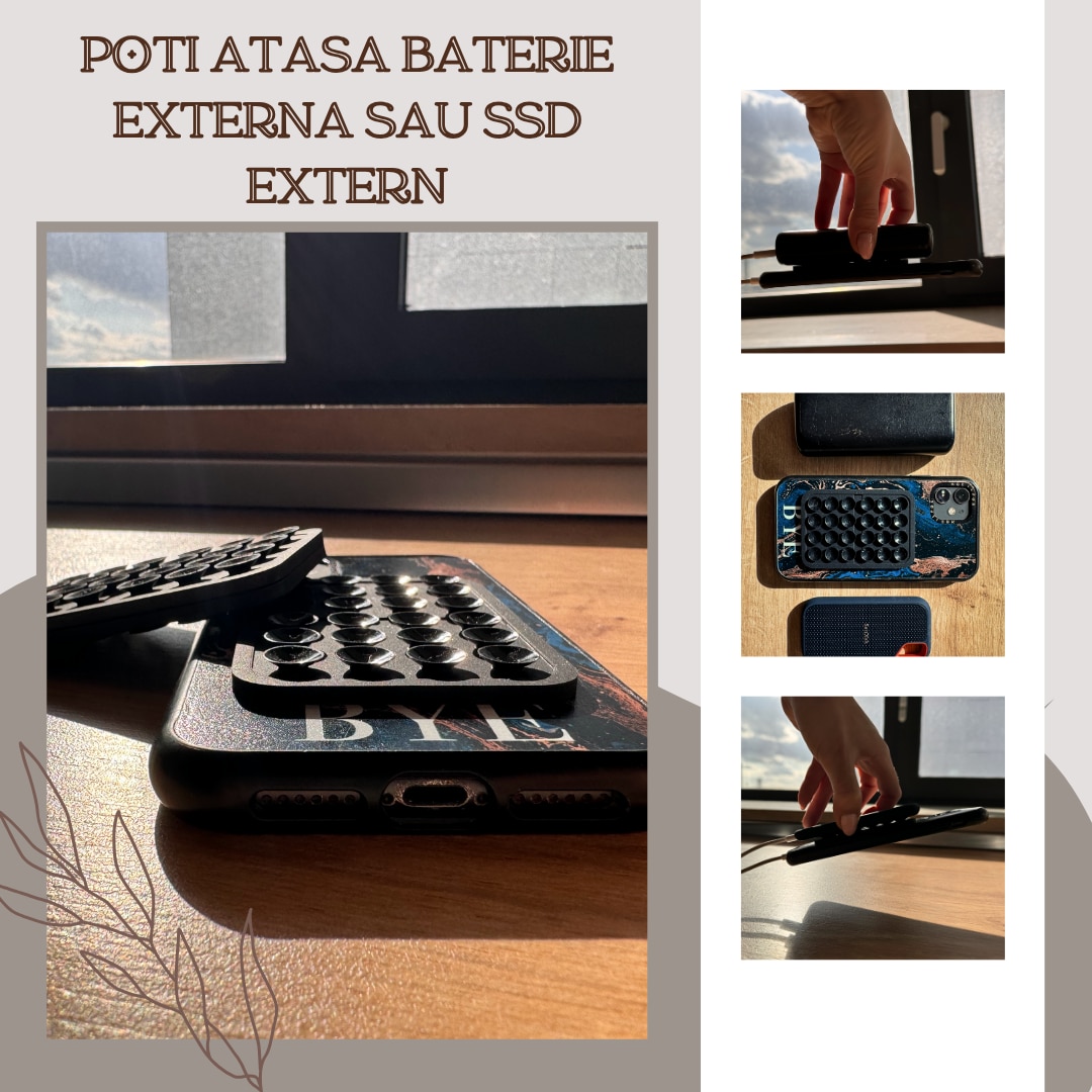 Suport Adeziv din Silicon cu Ventuze pentru Carcasa Telefon - Accesoriu ...