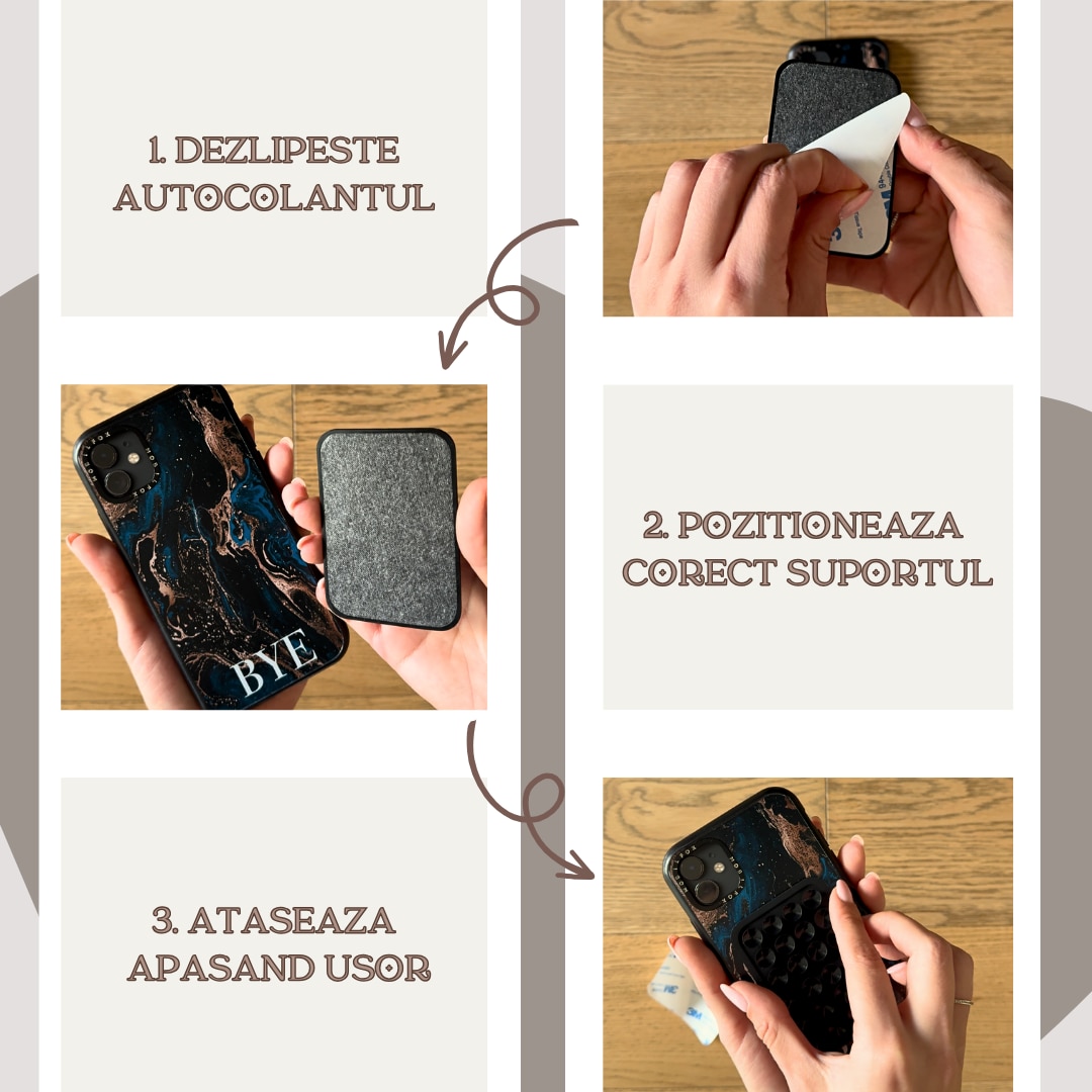 Suport Adeziv din Silicon cu Ventuze pentru Carcasa Telefon - Accesoriu ...