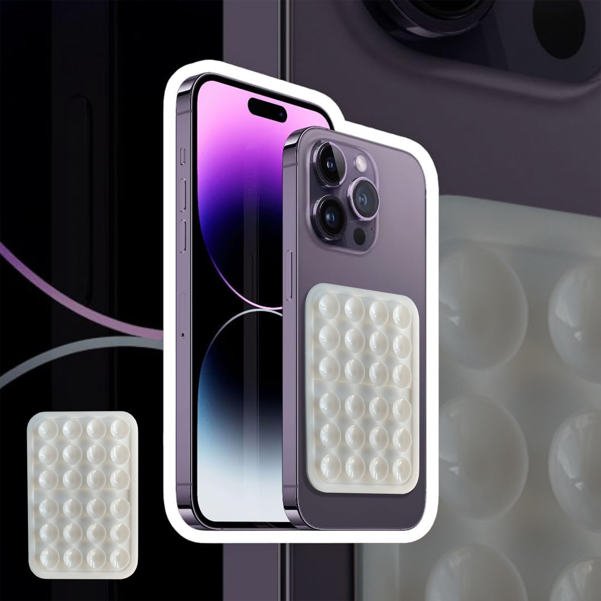 Suport Adeziv din Silicon cu Ventuze pentru Carcasa Telefon - Accesoriu ...