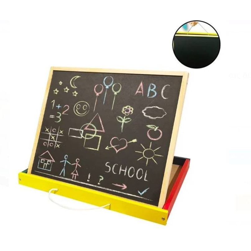 Tabla dubla, din lemn, de scris cu creta si desenat cu marker - eMAG.ro