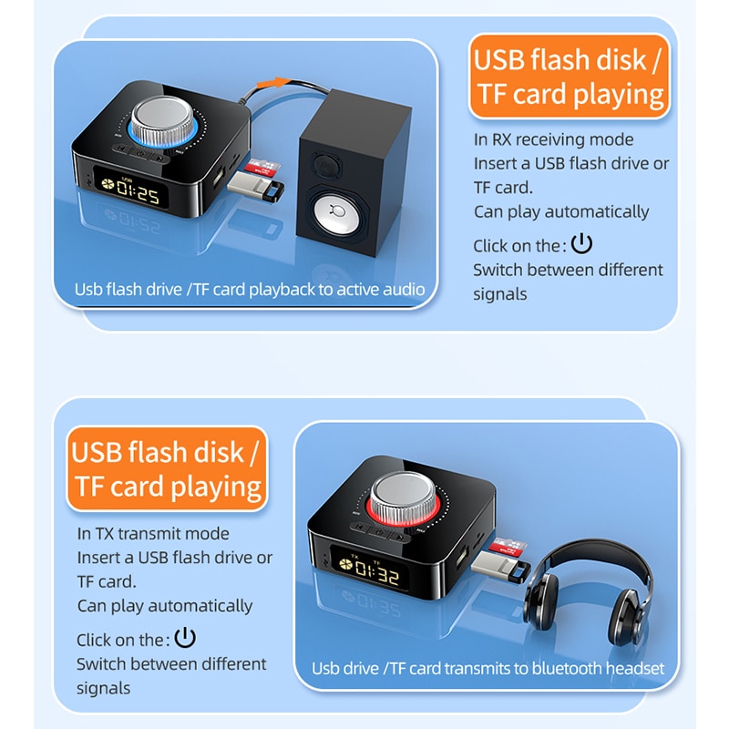 Adaptor Bluetooth receptor audio 2 in 1, Cu telecomanda, Bluetooth 5.0 ...