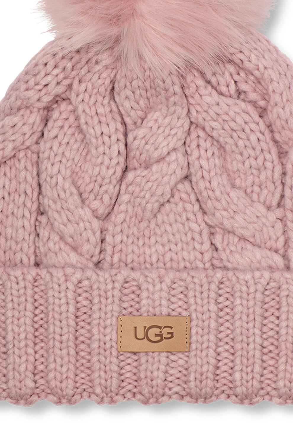 UGG, Caciula cu ciucure si model torsade, Roz prafuit - eMAG.ro