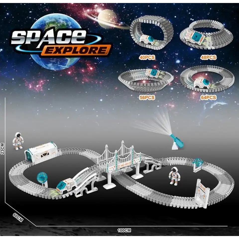 Jucarie interactiva set pista de curse spatiala cu 276 piese flexibile ...