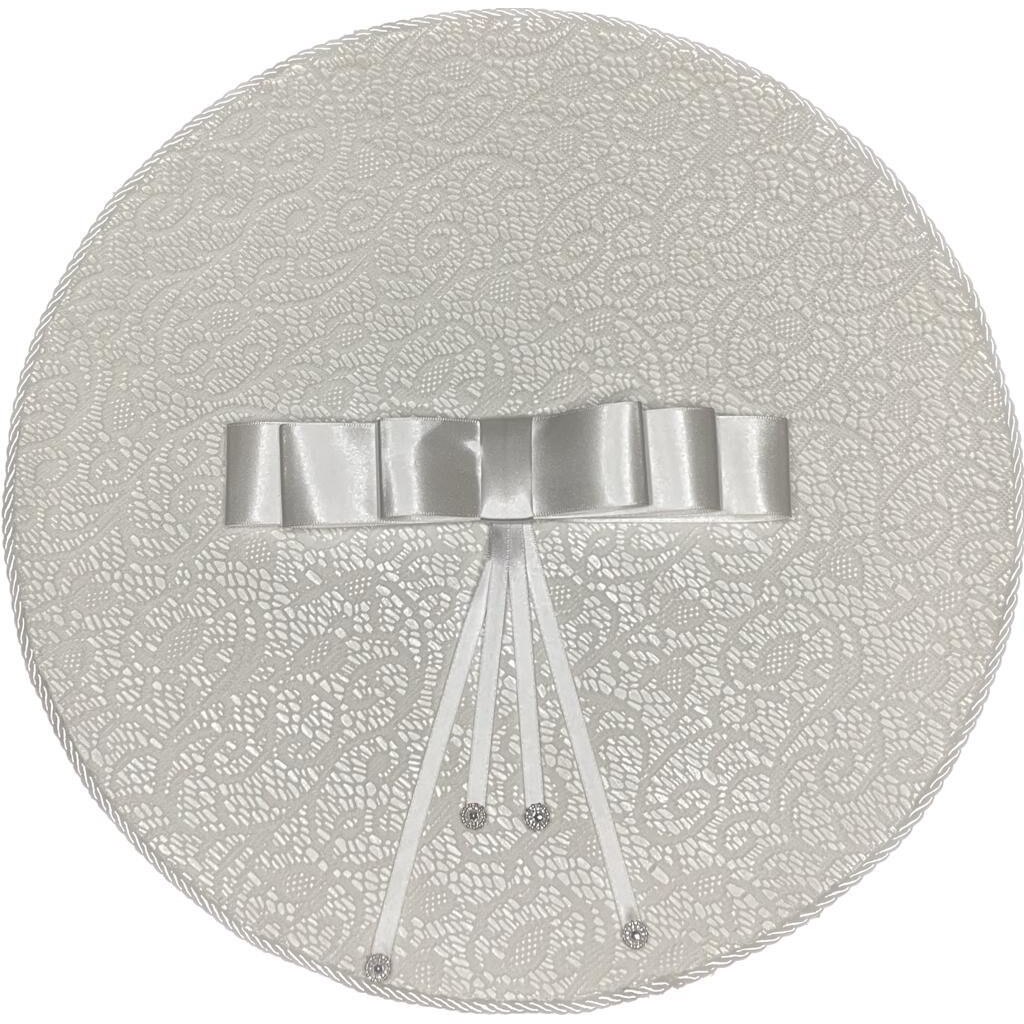 Cufar botez, alb cu dantela, diametru 35 cm - eMAG.ro