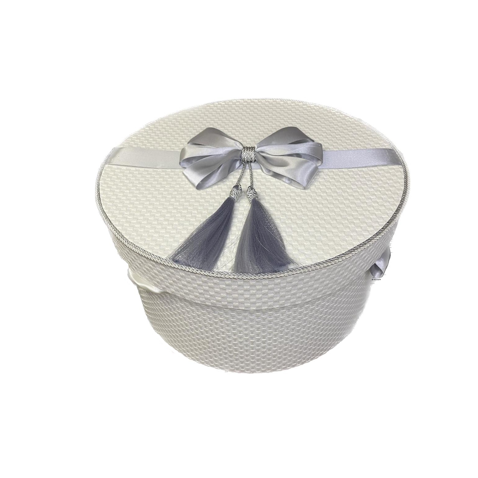 Cufar botez, alb si mov cu fundita, diametru 35 cm - eMAG.ro