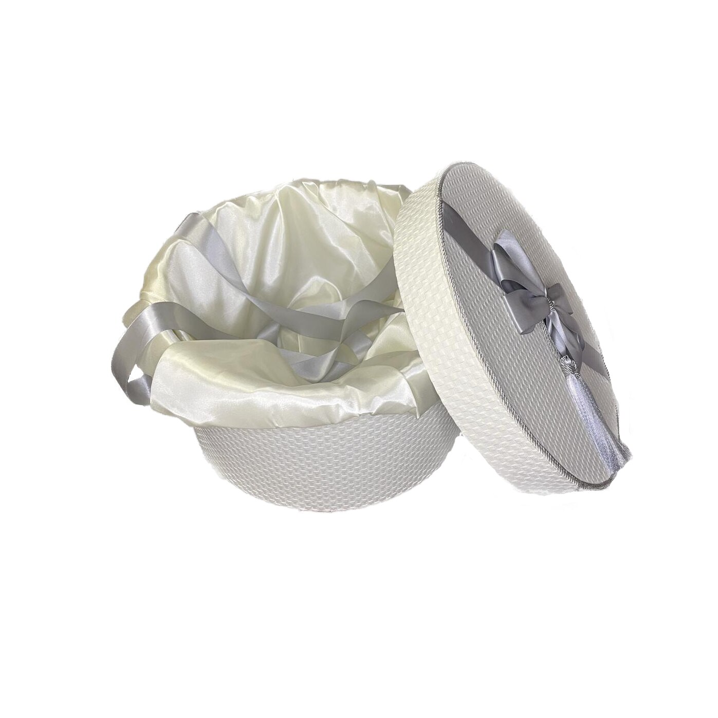 Cufar botez, alb si mov cu fundita, diametru 35 cm - eMAG.ro