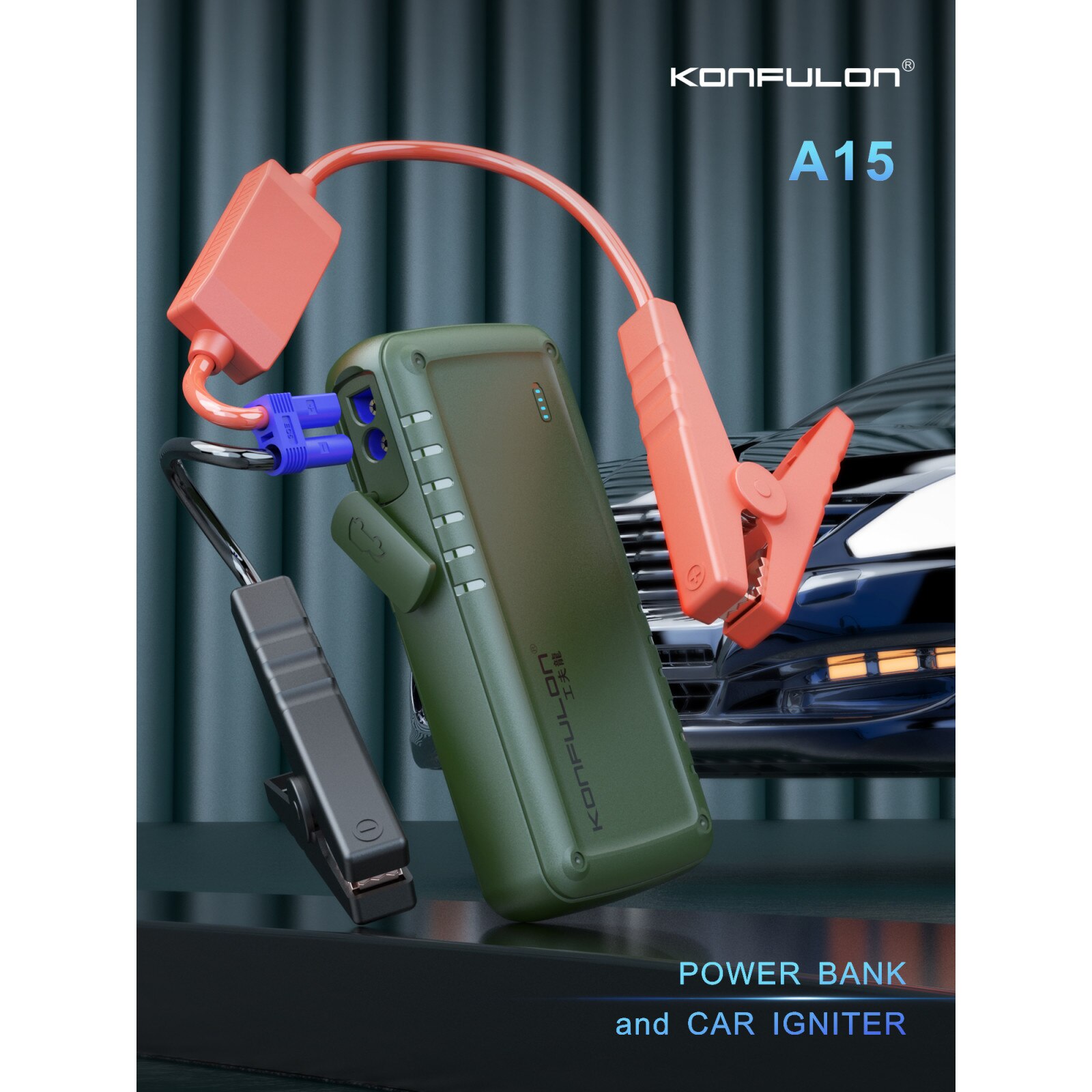 Acumulator extern cu functie de pornire auto 9600mAh Konfulon A15 - eMAG.ro